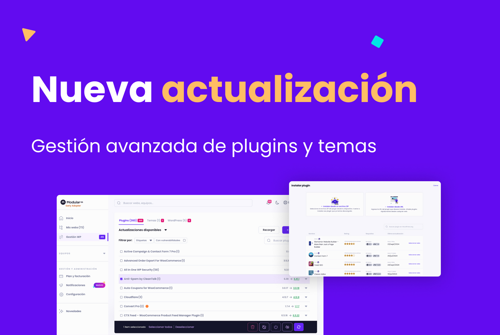 Actualización septiembre de 2024: Gestión avanzada de plugins y temas | Modular DS