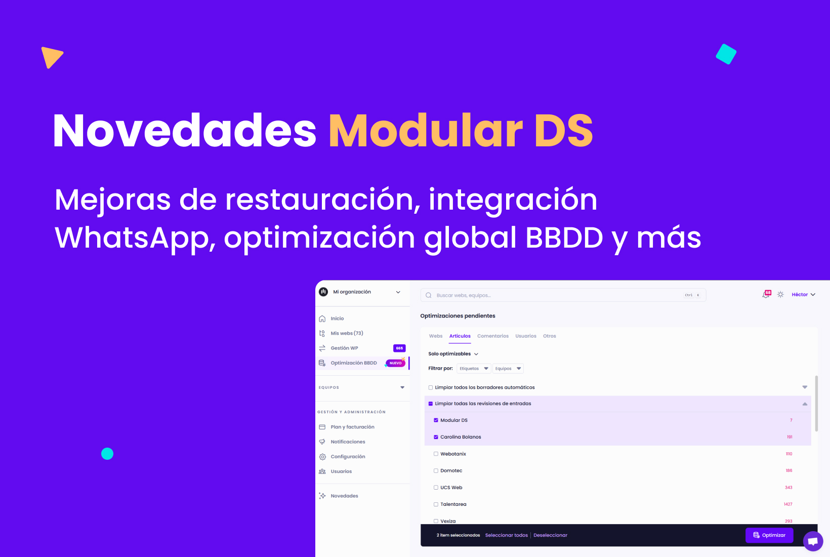 Nuevo en Modular DS: Mejoras de restauración, integración WhatsApp y más | Modular DS
