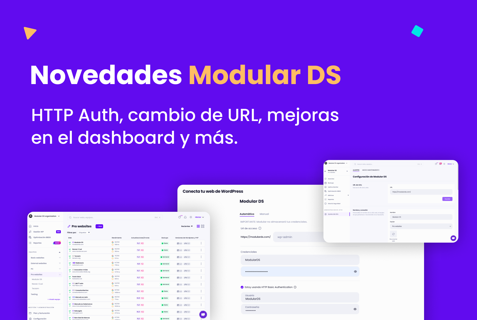 Nuevo en Modular DS: HTTP Auth, cambio de URL, mejoras en el dashboard y más | Modular DS